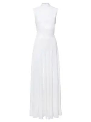 Alaïa Knitted Sleeveless Midi Dress - White