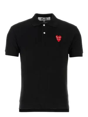 Play Comme Des Garcon Comme Des Garçons Play Logo Embroidered Polo Shirt - Black