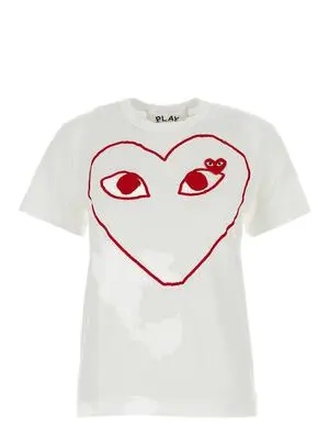 Play Comme Des Garcon Heart Print Crewneck T-shirt - White