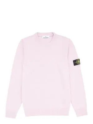 Stone Island Stone Island Crewneck Jumper With Signature Sleeve Patch Light Pink
