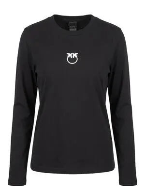 Pinko Love Birds" Crewneck Long-sleeved T-shirt - Black
