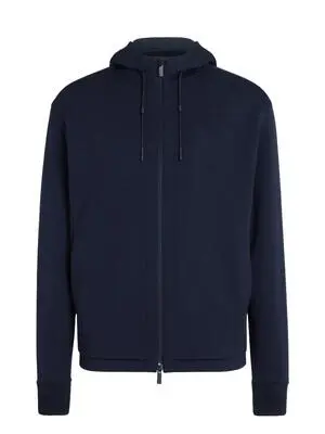 Zegna Zip-up Drawstring Hoodie - Black