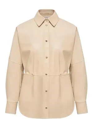 Moncler Leather Long Sleeve Shirt - Beige