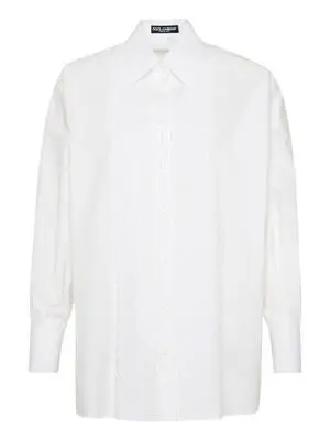 Dolce & Gabbana Long-sleeved Shirt With Lace Trim - White
