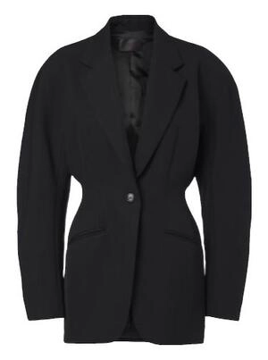 MUGLER Virgin Wool Grain De Poudre Blazer - Black