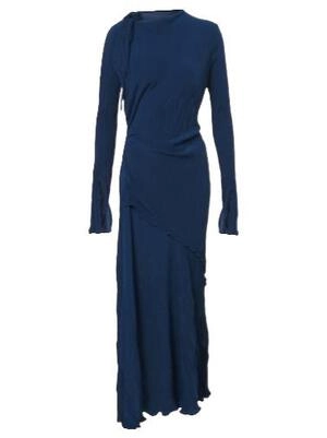 Victoria Beckham Asymmetrical Pleated Midi Dress - Blue