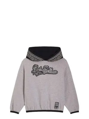 Dolce & Gabbana Long-sleeve Hooded Sweatshirt With Logo - Gray