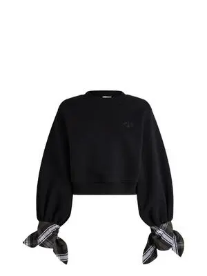 PATOU Cropped Tie-sleeve Sweatshirt - Black