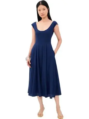 GUIZIO Leila Linen Dress - Navy