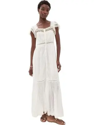 LoveShackFancy Georgine Embroidered Voile Dress - Ivory