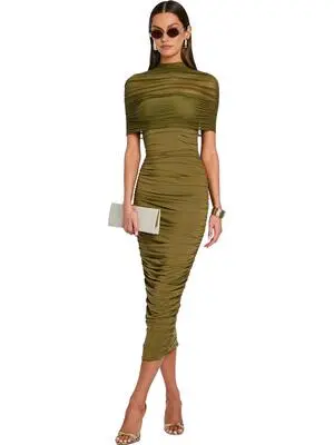 SEROYA Roberta Mesh Dress - Olivewood