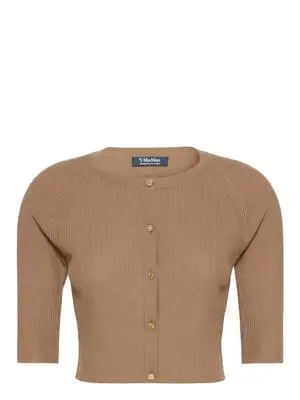 Max Mara Max Mara Cropped Cardigan With Gemstone Buttons Camel
