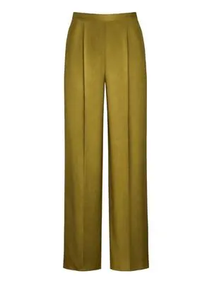 Max Mara Wide Leg Silk Trousers - Green
