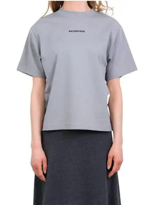 Balenciaga Logo Crewneck Short Sleeve T-shirt - Grey