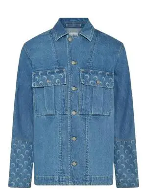 MARINE SERRE Moon Print Denim Jacket - Blue