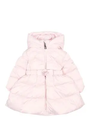 Monnalisa Belted Quilted Floral-embellished Jacket - Pink