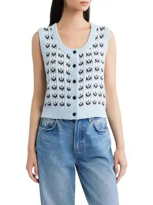 Rails Fair Isle Sleeveless Cardigan - Sky Blue