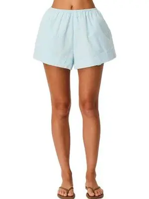 SNDYS. Yola Cotton Wide-leg Shorts - Light Blue