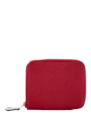 Hermès Azap Zip Around Wallet Silk'in Epsom Compact - Red