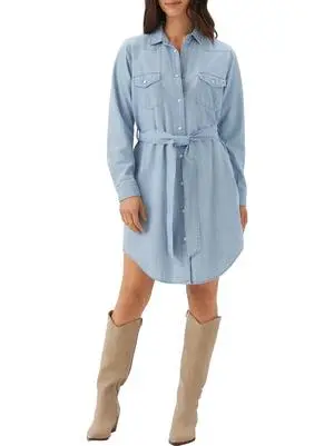 Karen Kane Western Belted Shirtdress - Denim