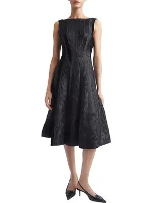 JASON WU Fit & Flare Midi Dress - Black Multi