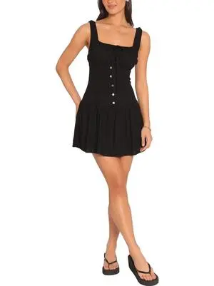 PETAL & PUP Sleeveless Square Neck Mini Dress - Black
