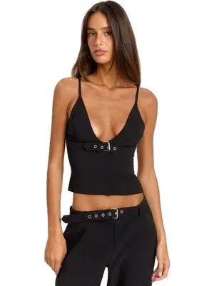 SASHA THERESE Sabrina Belted Plunge Camisole - Black
