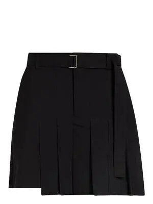 Sacai Asymmetrical Pleated Skort With Belt - Black