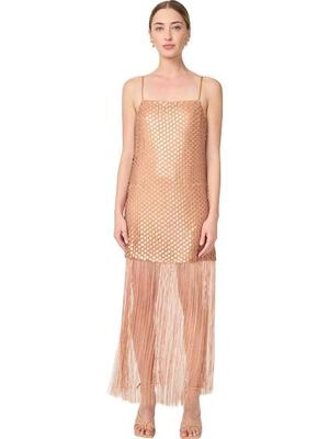 GILNER FARRAR Sequin Fringe Midi Dress - Bronze Sequins
