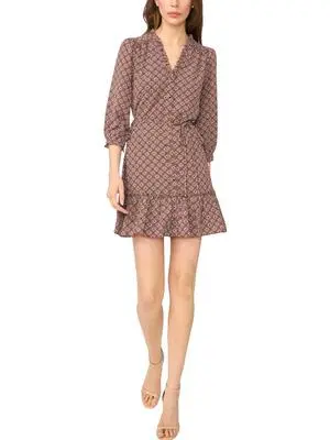 CECE DUPRAZ Ruffled V-neck Mini Dress - Hazel