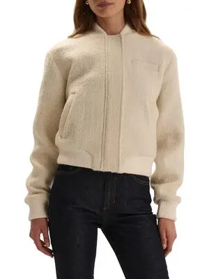 FAVORITE DAUGHTER The Bouclé Studio Bomber Jacket - Ivory