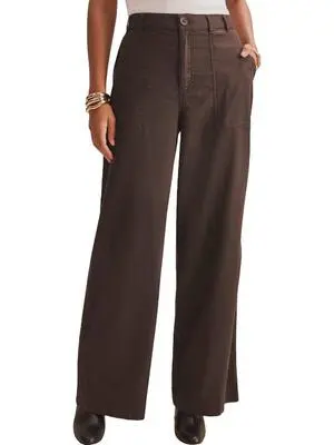 Splendid Colette Wide Leg Stretch Cotton Blend Pants - Java Brown