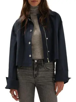 FAVORITE DAUGHTER The Rue Cropped Trench Jacket - Navy