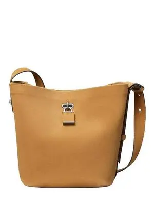 Tory Burch Lock Medium Slim Suede Bucket Bag - Toffee