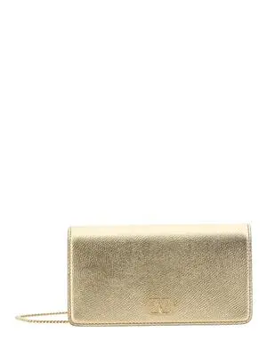 Valentino Garavani Metallic Leather Mini Bag With Vlogo Plaque And Rhinestones - Silver