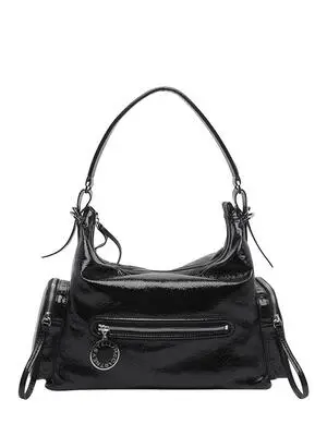 Stella McCartney Stella McCartney Dartmoor Shoulder Bag With Shiny Wrinkled Effect Black