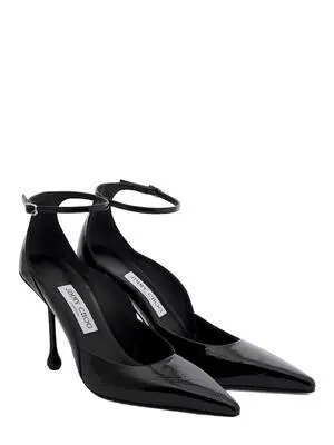 JIMMY CHOO Jimmy Choo Quinci Leather Pumps With Buckle-Fastening Ankle Strap Black