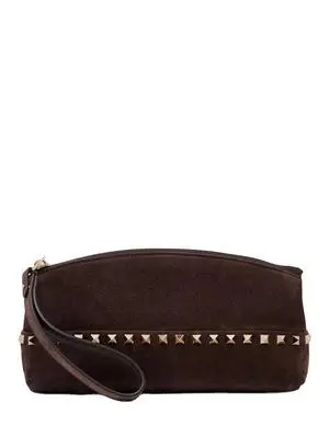 Valentino Garavani Rockstud Suede Pouch - Brown