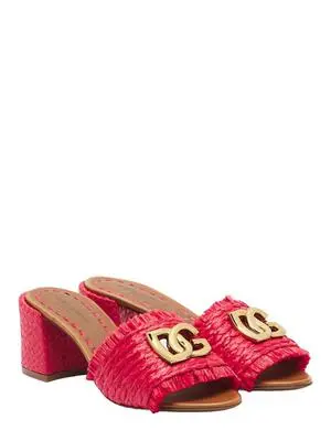 Dolce & Gabbana Woven Mules With Gold Tone Dg Hardware - Red