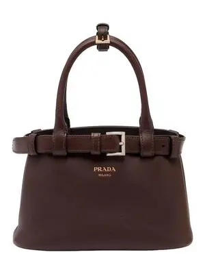 Prada Buckled Small Leather Top-handle Bag - Brown