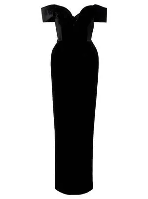 Rachel Gilbert Ryn Off-shoulder Velvet Corset Gown - Black