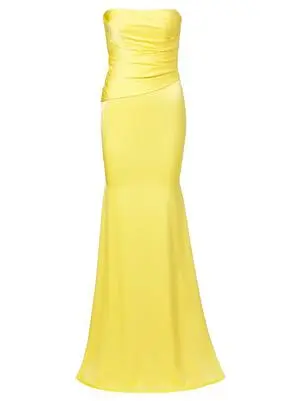 Alex Perry Satin Crêpe Bustier Gown - Yellow