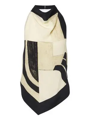 SIR. Sona Printed Silk Top - Beige