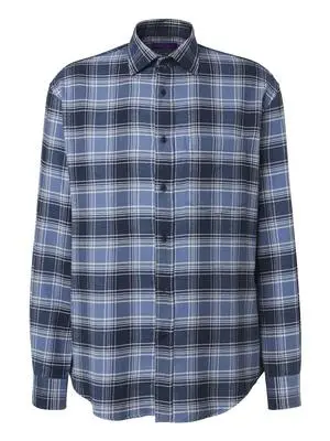 Ralph Lauren Purple Label Checked Cotton Shirt - Blue
