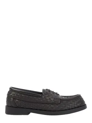 Bottega Veneta Pier Intrecciato Leather Boat Shoes - Brown