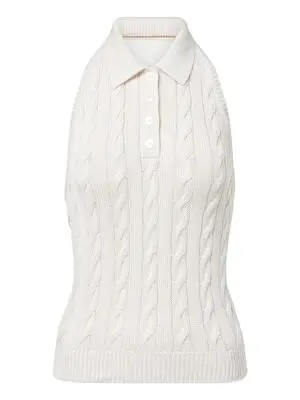 Ralph Lauren Cable-knit Silk Halter Top - White