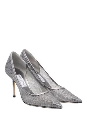 JIMMY CHOO Love Embroidered Glitter Pumps - Silver