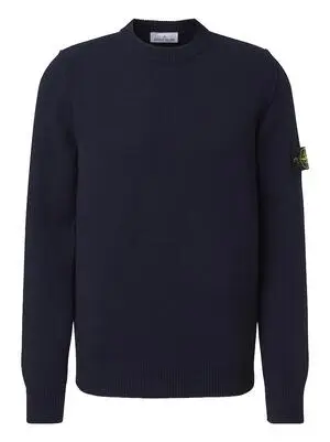 Stone Island Compass Badge Wool-blend Sweater - Blue