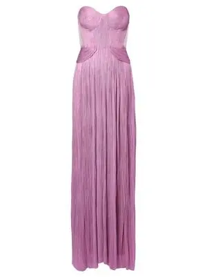 MARIA LUCIA HOHAN Kamina Metallic Silk Corset Gown - Pink