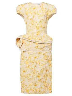Magda Butrym Floral-appliqué Cotton-blend Midi Dress - Yellow